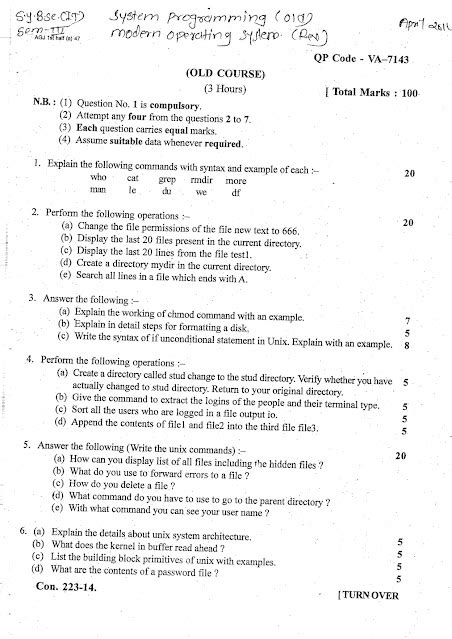 University Of Mumbai Sybsc It Sem Iii System Programming Old Modern Operating