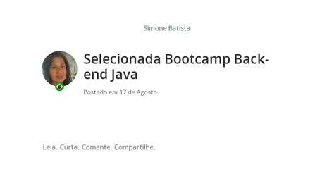 Selecionada Bootcamp Back End Java