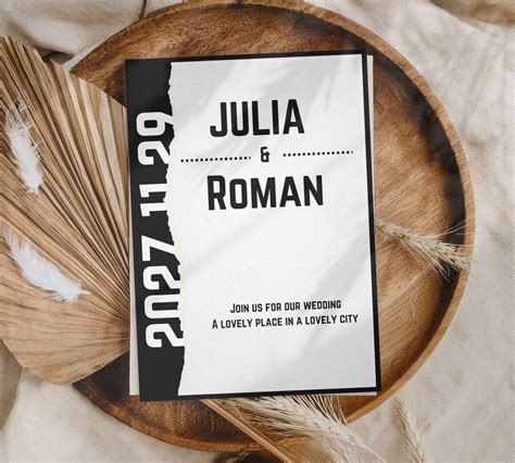 Modern Wedding Invitation Template Elegant Customizable Card Canva