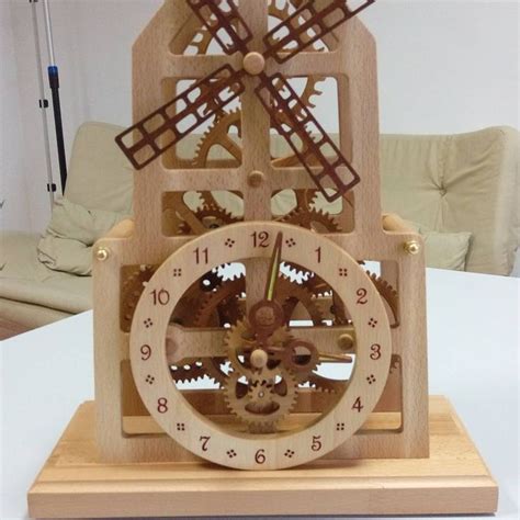 Wooden Table Clock Windmill Wooden Gear Clock Windmill Clock Woodworking Plans Clocks