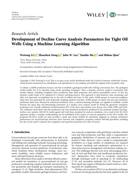 Pdf Development Of Decline Curve Analysis Parameters For Tight Oil