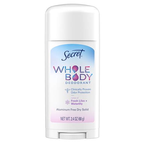 Secret Whole Body Deodorant Stick For Women Lilac And Waterlily Scent Aluminum Free