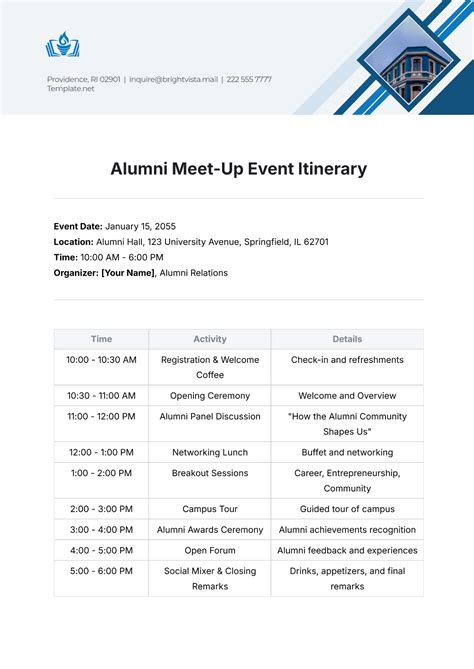 Free Event Itinerary Templates Editable And Printable