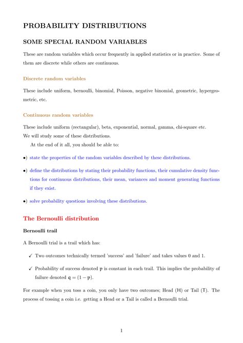 SOLUTION Probability Distribution Notes Studypool