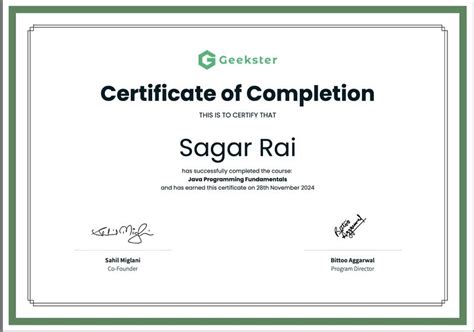 Sagar Rai On Linkedin Done A Course Of Java Fundamentals And Basics For Revision From Geekster