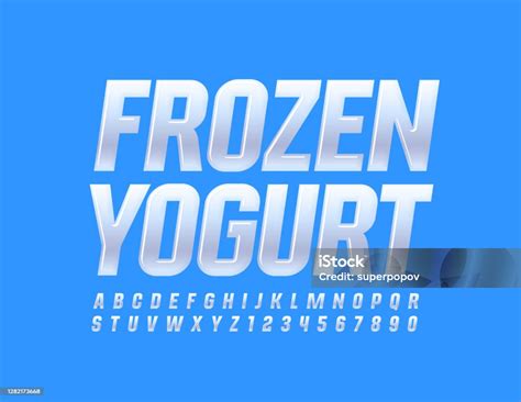 우아한 알파벳 편지와 숫자와 벡터 맛있는 엠블럼 냉동 요구르트 컴퓨터 글자에 대한 스톡 벡터 아트 및 기타 이미지 컴퓨터