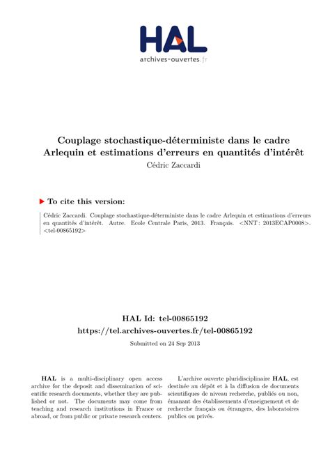 Pdf Stochastic Deterministic Coupling In The Arlequin Framework And Errors Estimations In