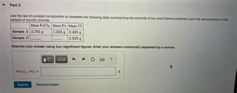 solved part c use the law of constant composition to