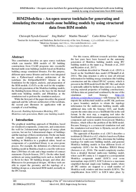 pdf bim2modelica an open source toolchain for generating and