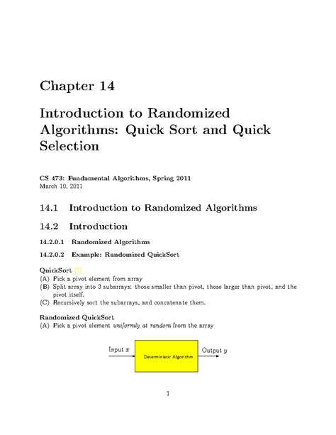 Randomized Algorithms Chapter 14 Introduction To Randomized Algorithms Quick Sort And Quick