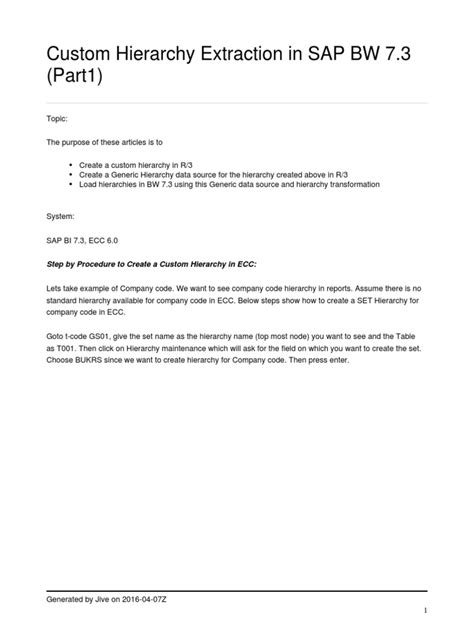 custom hierarchy extraction in sap bw 7 3 part 1 pdf hierarchy