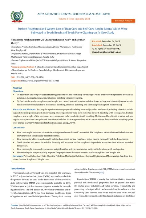 Pdf Surface Roughness And Weight Loss Of Heat Cure And Self Cure Acrylic Resins Which Were