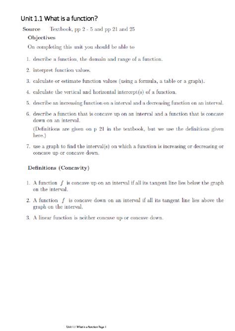 Unit 1 1 What Is A Function Unit 1 1 What Is A Function Definition Of A Function Page 2 We