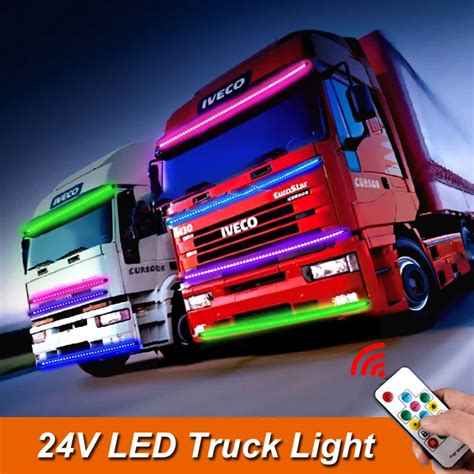 24v Led 깜박이 트럭 주변 조명 지붕 범퍼 도어 램프 1m 15m 2m 24m 스트립 트레일러 트럭 캐러밴 액세서리