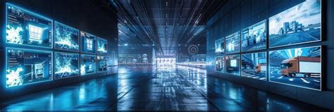 A Logistics Control Center Is Actively Monitoring Delivery Routes Using Large Screens That