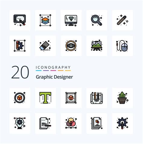 Graphic Designer Line Filled Color Icon Pack Like Potted Plant Gardening Cube Design