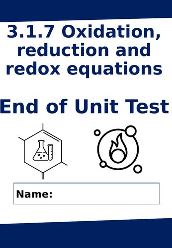 Aqa A Level Chemistry End Of Topic Test 317 Oxidation Reduction