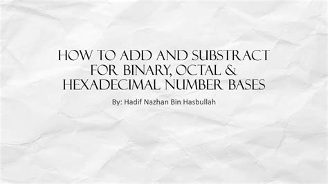 Add And Substract For Binary Octal And Hexa Numbers Youtube