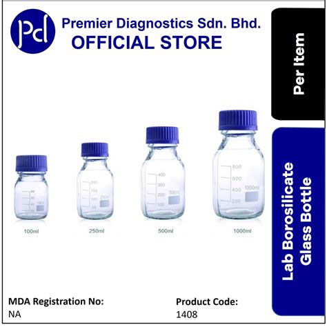 STOCK CLEARANCE PREMIER Borosilicate Glass Bottle Reagent Bottle Laboratory Bottle Glass