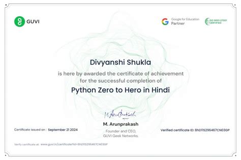 Completed Python Course By Guvi Divyanshi Shukla Posted On The Topic Linkedin