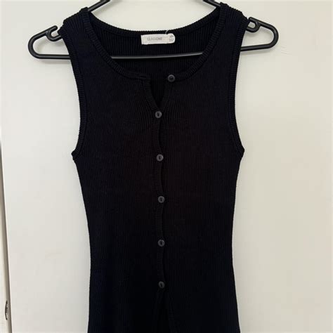 Glassons Black Button Top Size Xs Fits S Stretchy Depop