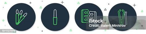 라인 네일 파일 페디큐어용 발가락 구분 기호 인조 손톱 및 커터 아이콘을 설정합니다 벡터 0명에 대한 스톡 벡터 아트 및 기타 이미지 Istock