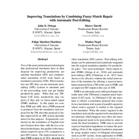 Improving Translations By Combining Fuzzy Match Repair With Automatic