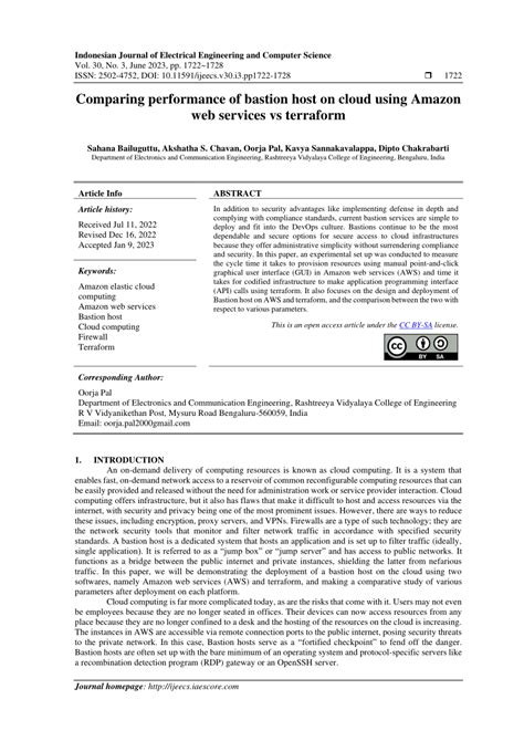 Pdf Comparing Performance Of Bastion Host On Cloud Using Amazon Web