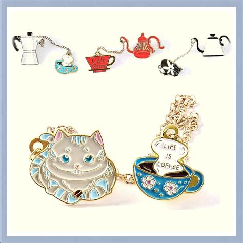 Cute Coffee Enamel Pins Set Cafemasy Fashion Coffee Theme Brooches