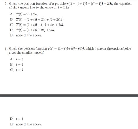solved 5 given the position function of a particle r t