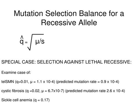 Ppt Mendelian Genetics In Populations Selection And Mutation As
