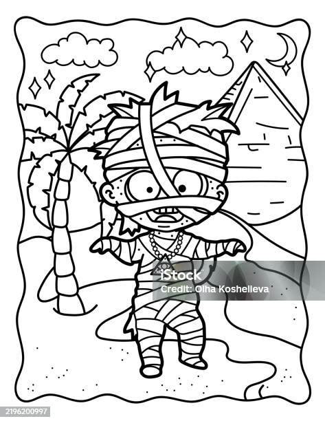 엄마 이집트의 귀여운 미라 할로윈을 위한 색칠 공부 어린이와 성인을 위한 색칠 공부 으스스한 색칠 할로윈 0명에 대한 스톡 벡터 아트 및 기타 이미지 Istock