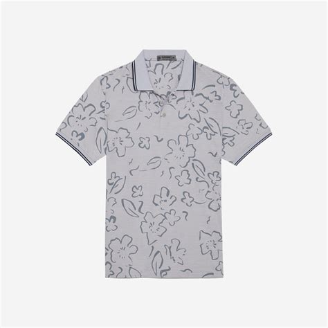 지포어 플로럴 워터컬러 테크 저지 슬림핏 폴로 라이트 헤더 그레이 Gfore Kream