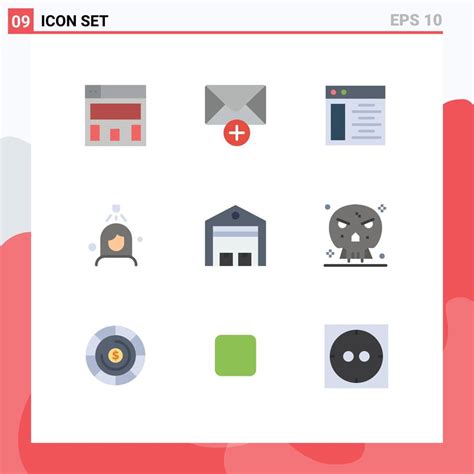 9 User Interface Flat Color Pack Of Modern Signs And Symbols Of Bones Store Woman Shipping