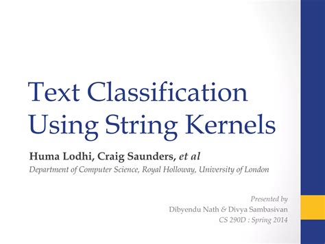 Text Classification Using Text Kernels Ppt