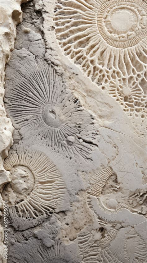 Closeup Of Limestone With Crinoid Fossils The Texture Of This Limestone