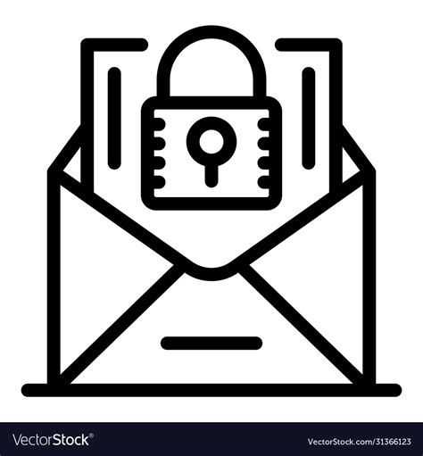 Secured Mail Icon Outline Style Royalty Free Vector Image