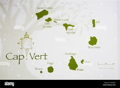Map Of The Republic Of Cape Verde Cap Verde Islands Cabo Verde Stock