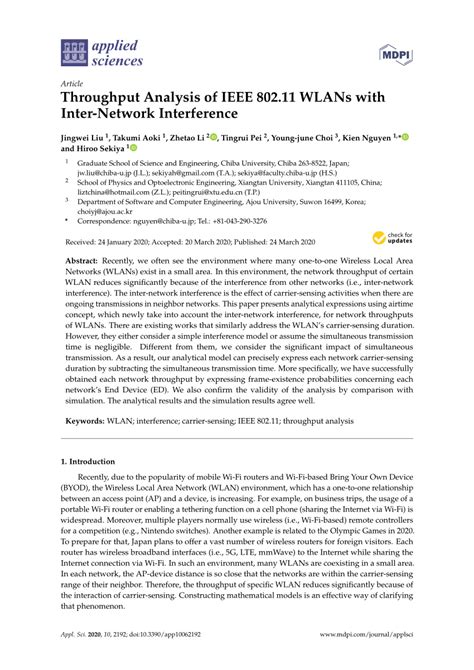 Pdf Throughput Analysis Of Ieee 80211 Wlans With Inter Network Interference