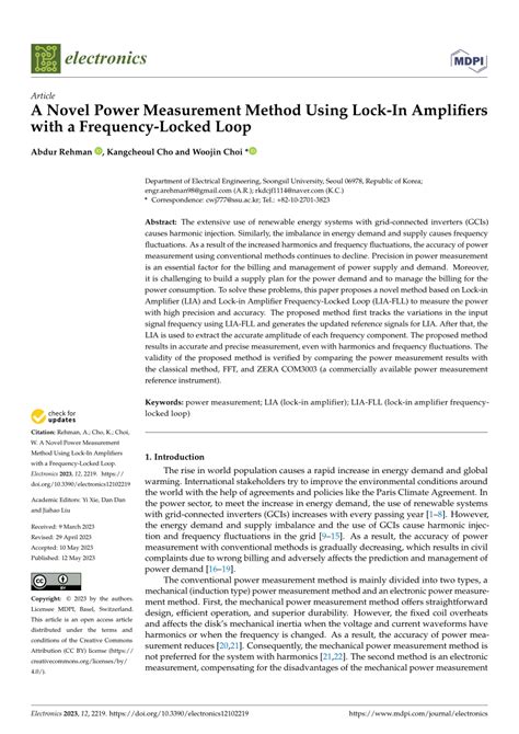 Pdf A Novel Power Measurement Method Using Lock In Amplifiers With A