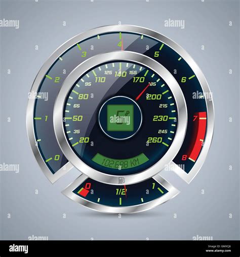 Metallic Speedometer With Big Rev Counter Stock Vector Image Art Alamy