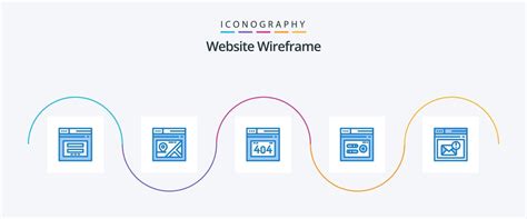 Website Wireframe Blue 5 Icon Pack Including Mail Browser Map Web