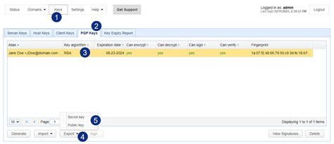 exporting public and private keys