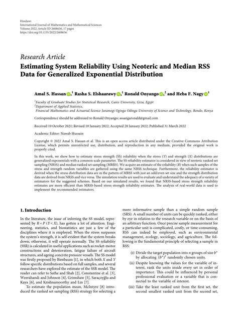 pdf estimating system reliability using neoteric and median rss data