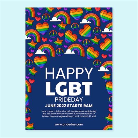 프라이드 월 손으로 그린 Lgbt 포스터 또는 전단지 무료 벡터