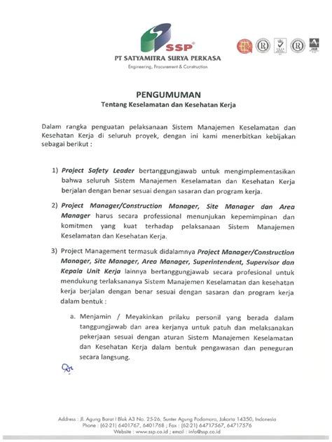 Pengumuman Safety Pdf