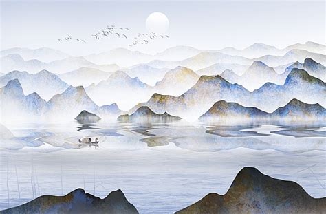 중국 스타일의 잉크 풍경 일러스트 그림 중국 스타일 잉크 풍경화 일러스트 Pngtree 로열티 무료