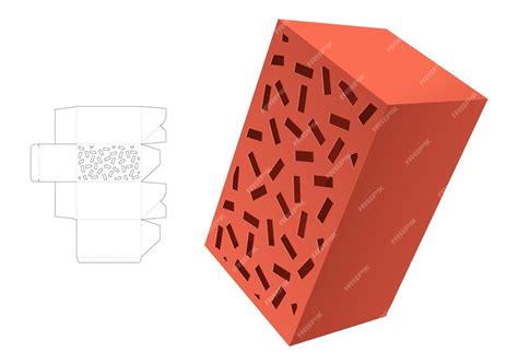 스텐실 스트라이프 패턴 다이 컷 템플릿 및 3d 모형으로 쉽게 상자 프리미엄 벡터