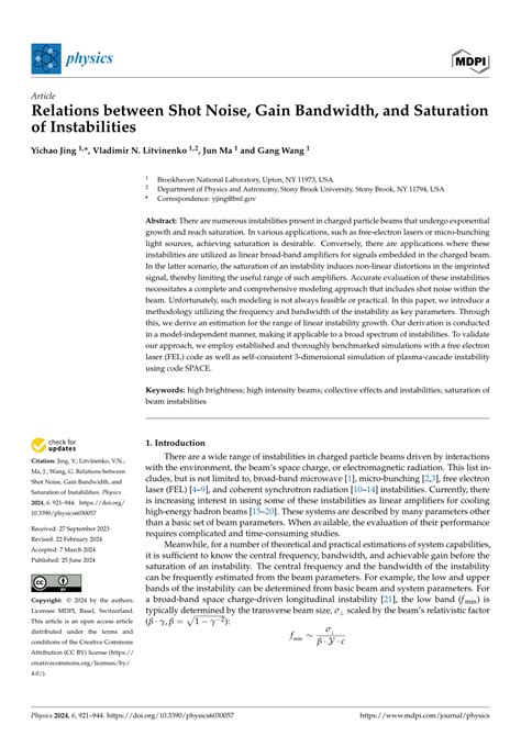 Pdf Relations Between Shot Noise Gain Bandwidth And Saturation Of