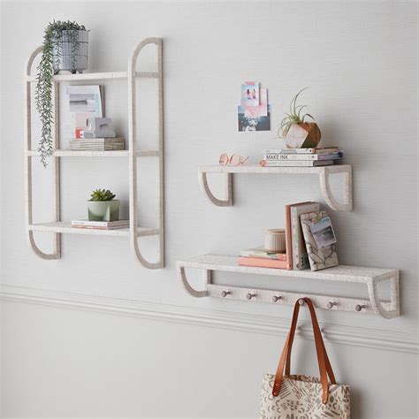 Whitewash Coastal Rattan Shelf Pottery Barn Teen
